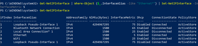 Set network interface priority in Windows 10 using Set-NetIPInterface ...